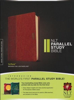 NLT Parallel Study Bible Tutone Brown/Tan Leatherlike INDEXED 9 point ...