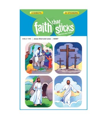 Jesus Died and Lives, Faith that Sticks. Six sheets, 4 large stickers ...