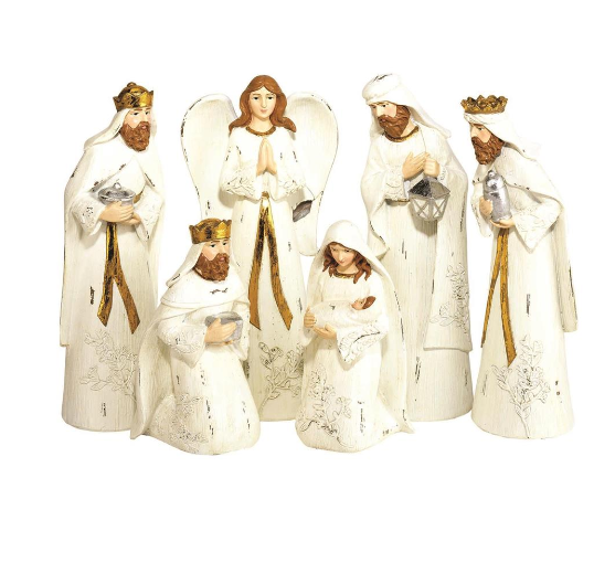 6 Piece Nativity with Creche 18cm high — Christian Superstore New Zealand