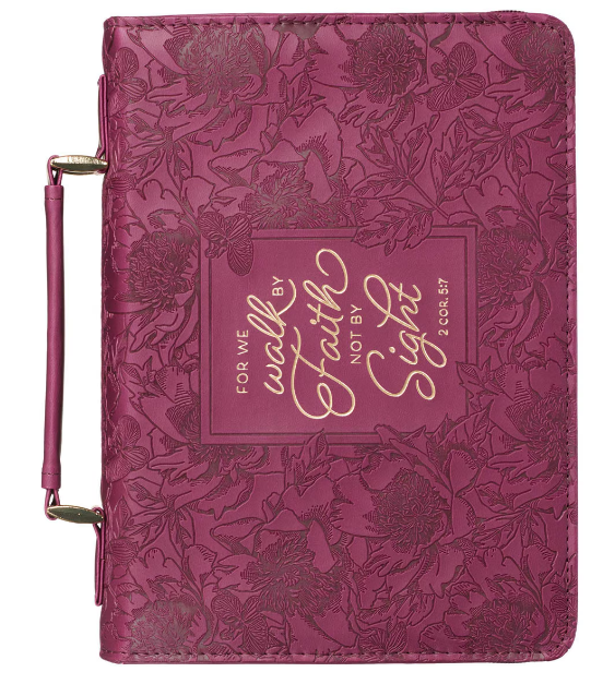 Bible Cover Walk by Faith Ruby Red Faux Leather Fashion medium - 2 Cor — Christian Superstore ...