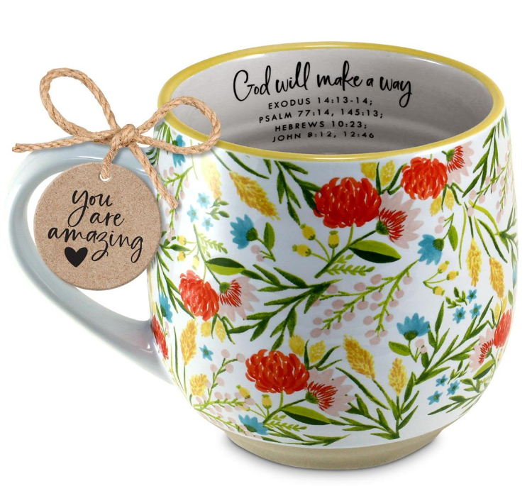 God Will Make vintage floral coffee mug Exodus 14:13-14, Psalm 77:14 ...