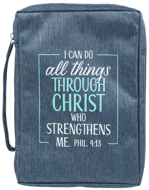 Bible Cover I Can Do All Things Blue Poly-Canvas medium - Philippians ...