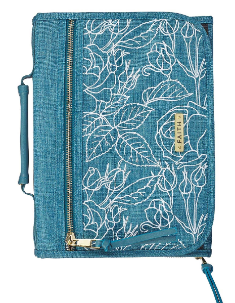 Bible Cover Faith Teal Tri-fold Organiser Large — Christian Superstore ...