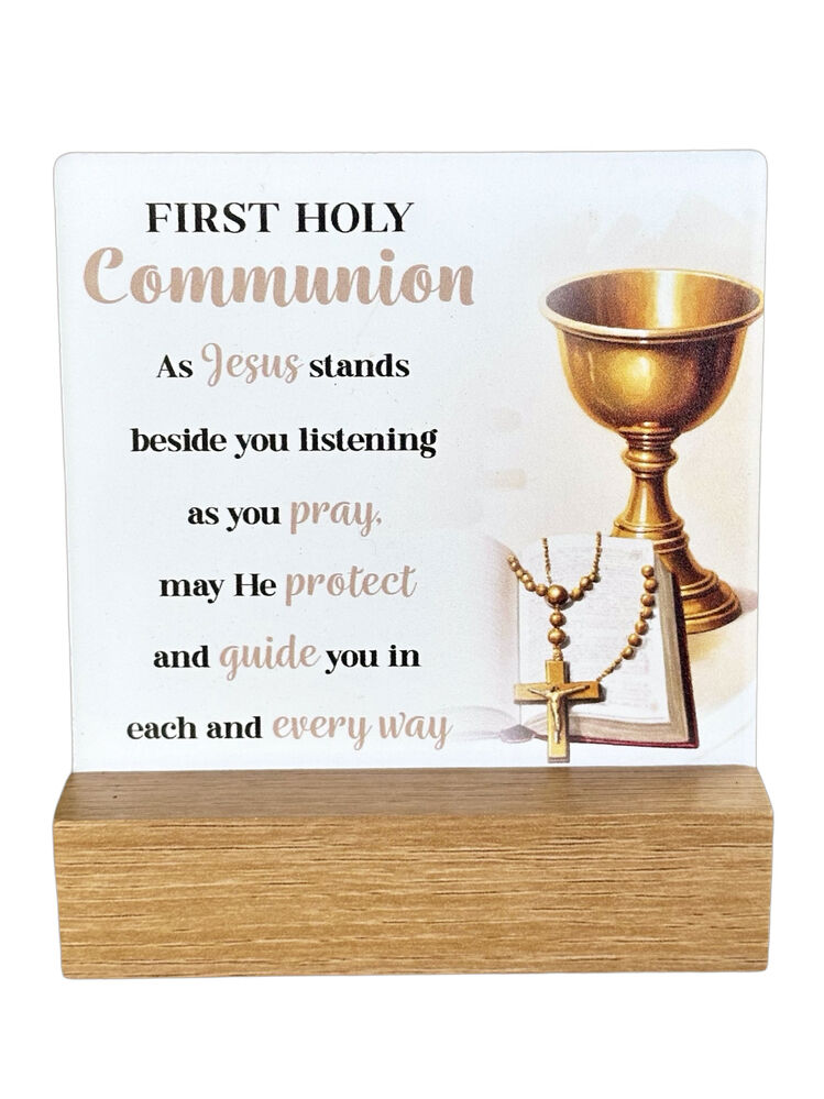 First Holy Communion Ceramic Plaque - on wooden base - in box ...