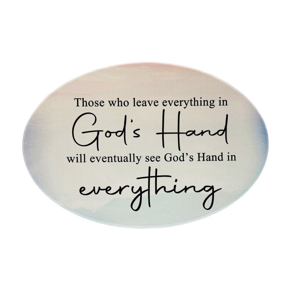 Oval ceramic plaque - Those who leave everything in God's hand... - PL ...