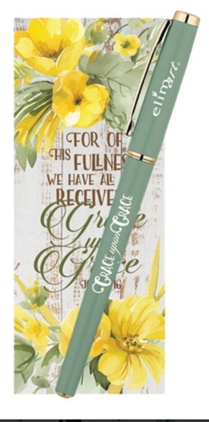 Gel Pen with Bookmark Set: Grace Upon Grace John 1:16 — Christian ...