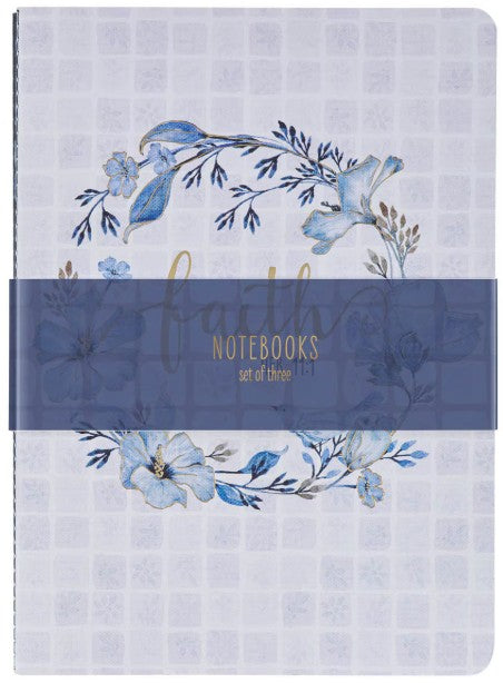 Faith Love and Grace Blue Floral Tile Notebook Set - 3 Notebooks ...