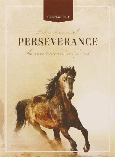 Perseverance Brown Stallion Medium Notebook - Hebrews 12:1 — Christian ...