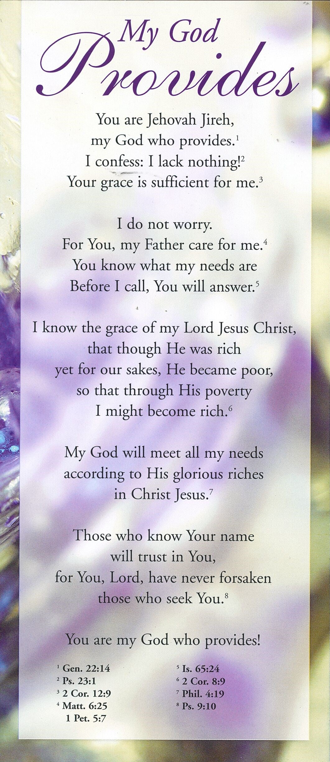My God Provides - Derek Prince Proclamation Card — Christian Superstore ...