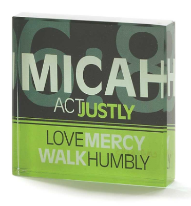 Micah 6:8 Glass Tabletop plaque 9.5cm high — Christian Superstore New ...