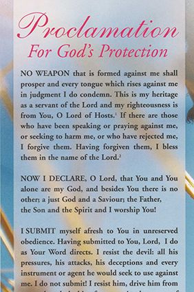 Proclamation for God's Protection - Derek Prince Proclamation Card ...
